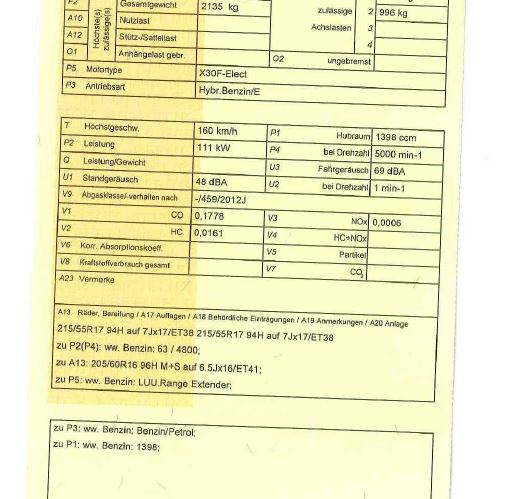 Steuer/Einstufung Typenschein Österreich - Opel Ampera & Chevrolet Volt ...